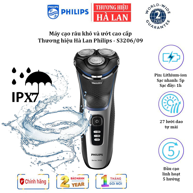 Máy cạo râu Thương hiệu Philips Hà Lan S3206/09 thuộc Serial 3000 ...