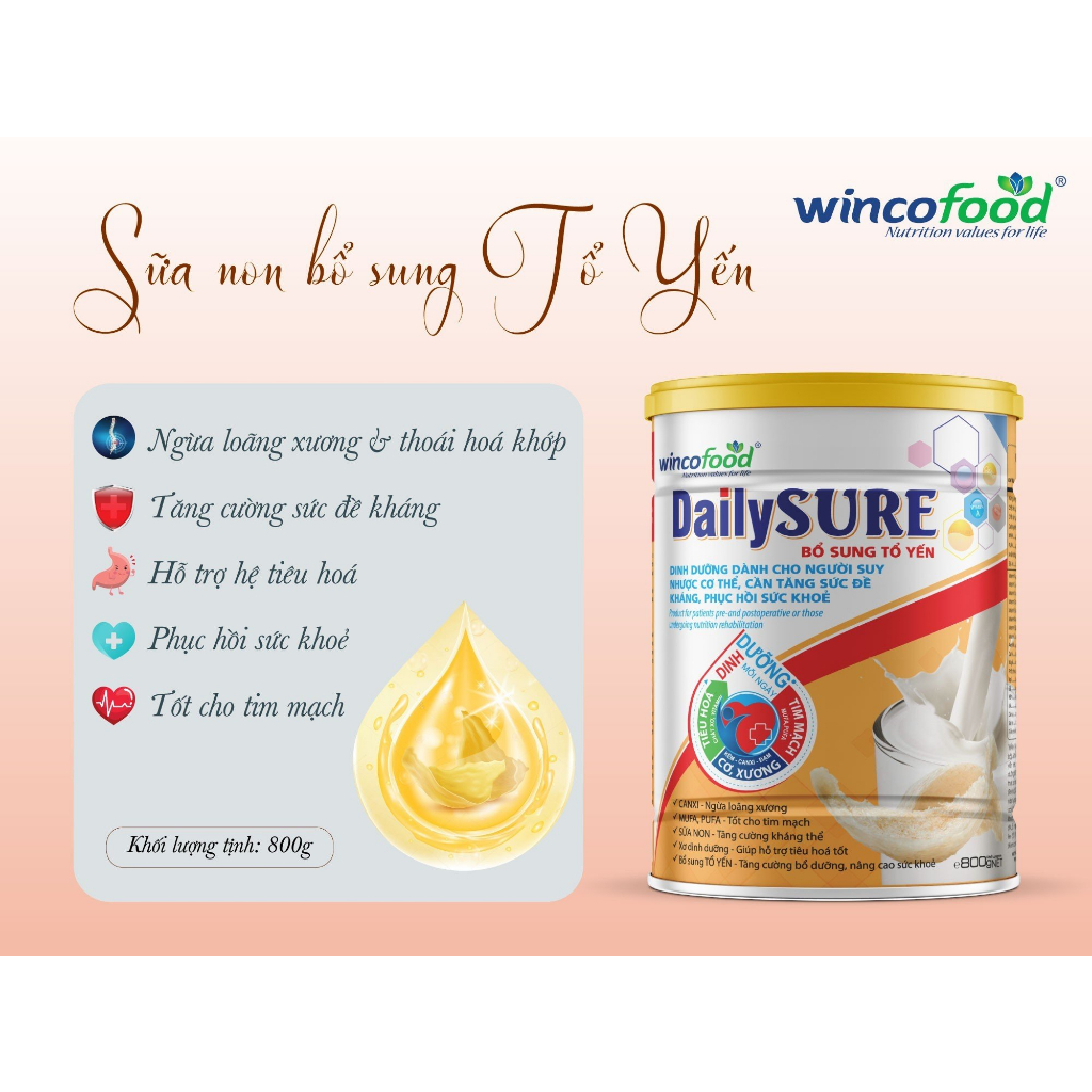 Sữa non bổ sung tổ yến Wincofood DailySURE 800g | Shopee Việt Nam