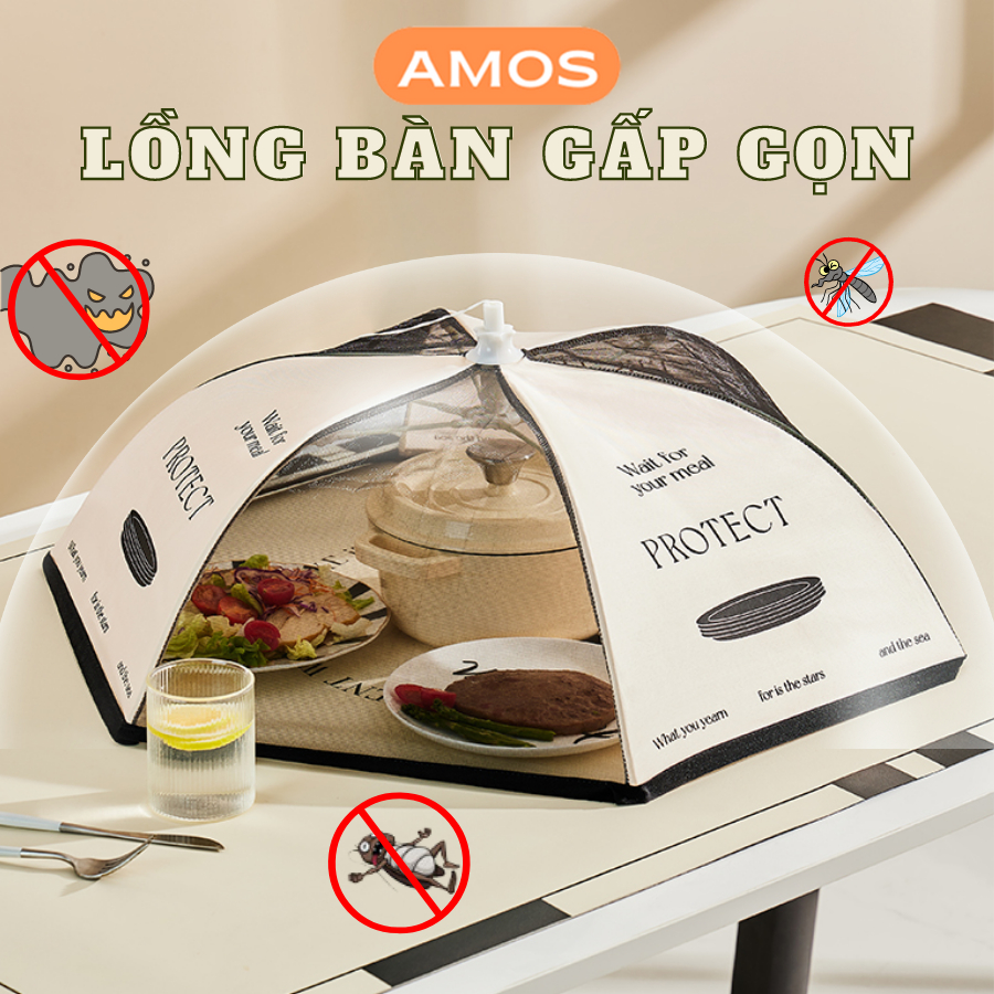 Lồng bàn gấp gọn đậy thức ăn AMOS chống bụi và côn trùng, Lồng bàn vải ...