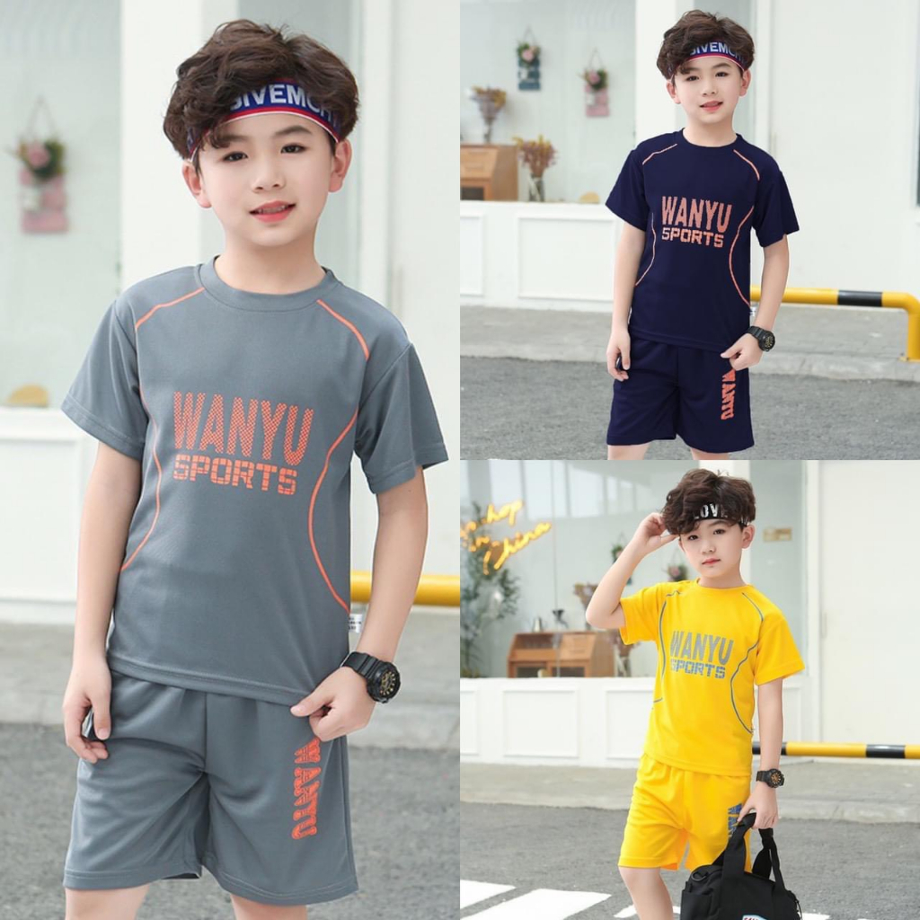 Bộ quần áo mùa hè bé trai 15-46kg mẫu chữ WA.YU. Thiết kế thể thao năng động. HA17 | Shopee Việt Nam