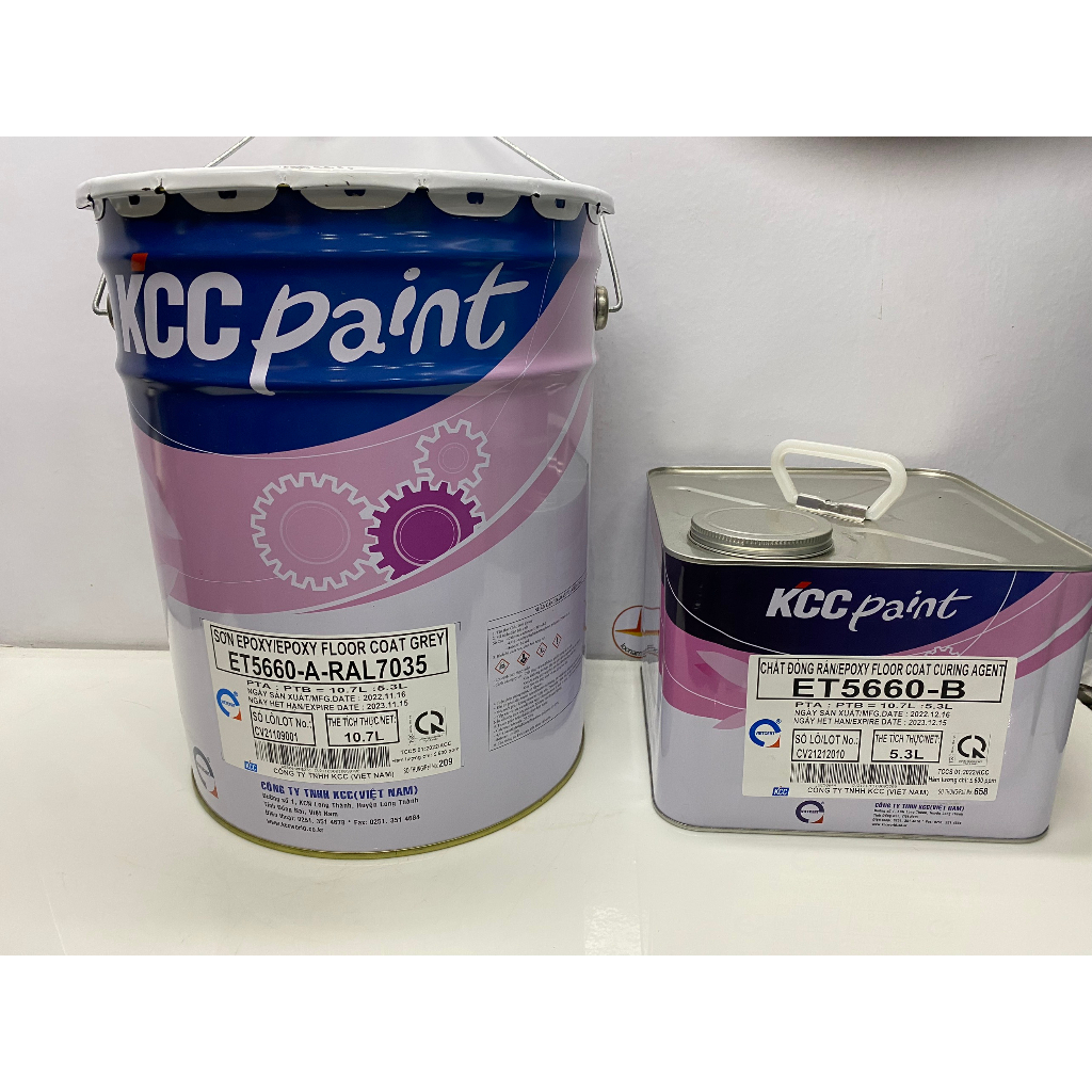 Sơn nền bê tông Epoxy KCC ET5660 màu xám RAL7035_ bộ 16L | Shopee Việt Nam