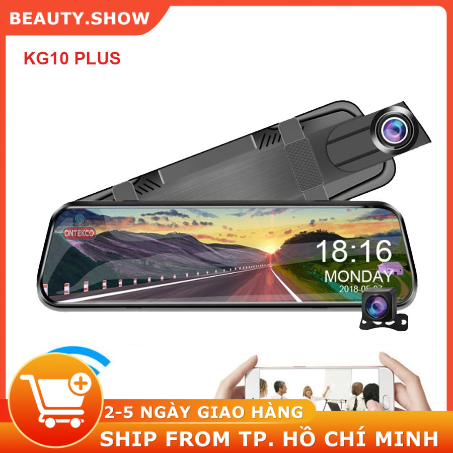 Camera hành trình ô tô X10, X10Plus dạng gương chiếu hậu trước sau FullHD,quay đêm sắc nét ...