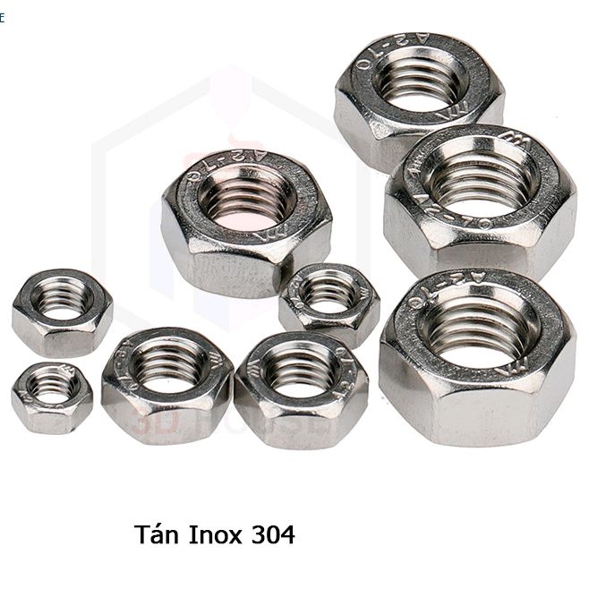 Tán Dẹp Ecu Inox 304, thép thôi, thép mạ Cho ốc M3, M4, M5, M6, M8 Set ...