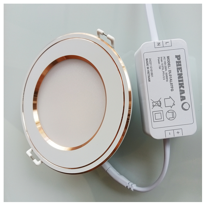Đèn LED Downlight Âm Trần PHENIKAA 7W - 9W - Vỏ nhôm (Viền vàng, khoét lỗ D90) Chính hãng ...