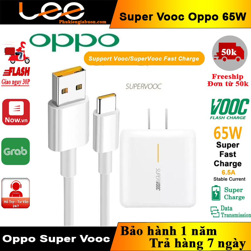 Bộ Sạc Super Vooc Oppo 65W, Dây Cáp Sạc Vooc Type C Và Cục Củ Sạc Nhanh Oppo Super Vooc | Shopee ...