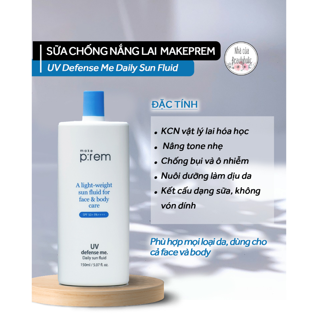 [Size lớn 150ml] Sữa chống nắng MAKEPREM UV DEFENSE ME DAILY SUN FLUID | Shopee Việt Nam