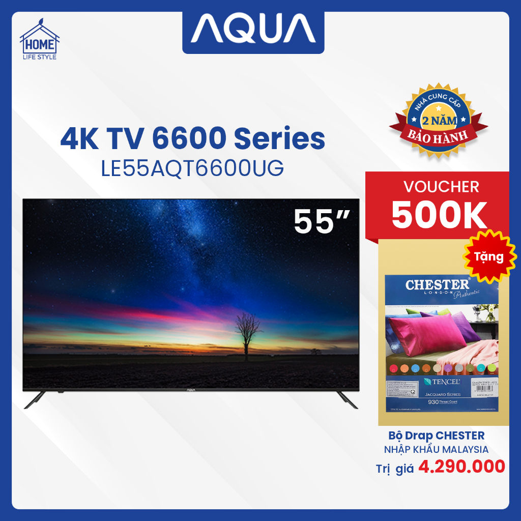Tivi AQUA 4K TV 6600 Series 55 inches - LE55AQT6600UG | Shopee Việt Nam