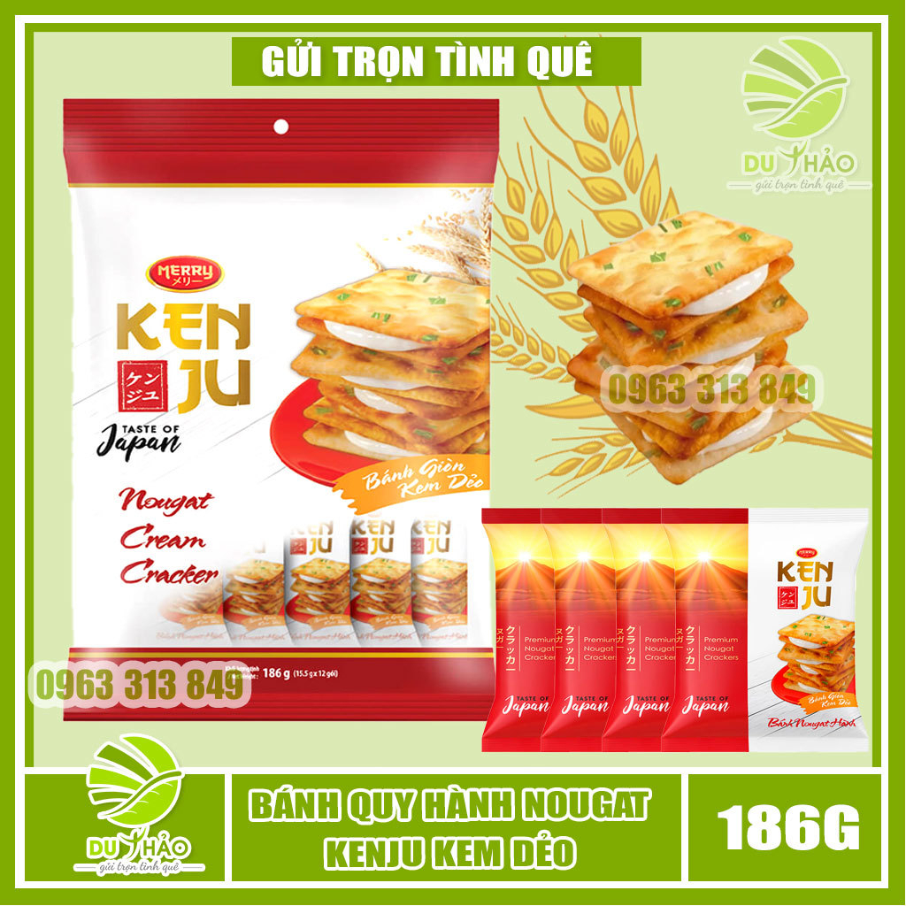 Bánh kenju kem dẻo túi 186g (12 gói x15.5g), bánh Richy ăn sáng, bánh nougat hành | Shopee Việt Nam