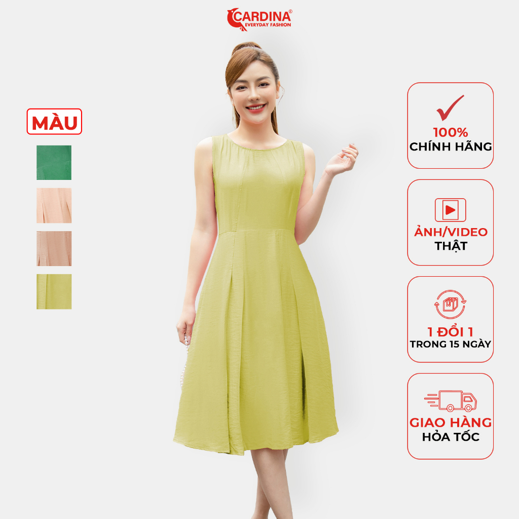 Đầm Nữ 𝐂𝐀𝐑𝐃𝐈𝐍𝐀 Chất Đũi Bambo Cao Cấp Sát Nách Cổ Thuyền Trẻ Trung Tôn ...
