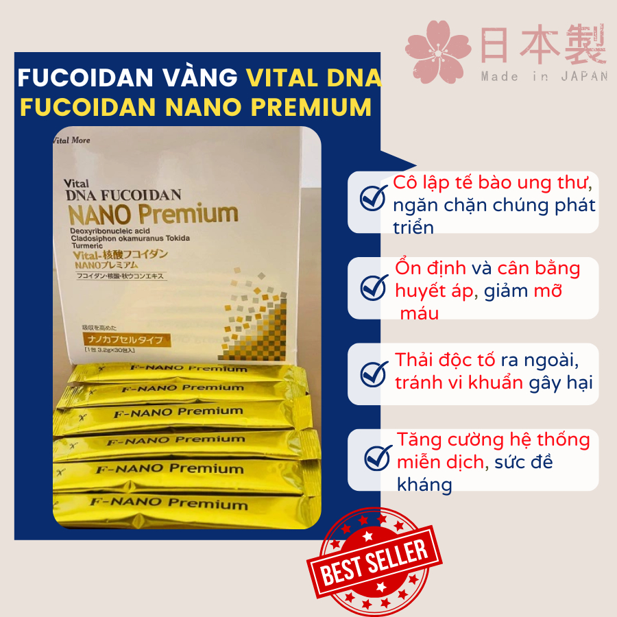 Fucoidan Nano Vàng 90 Gói, Vital DNA Fucoidan Nano Premium - HÀNG NỘI ...