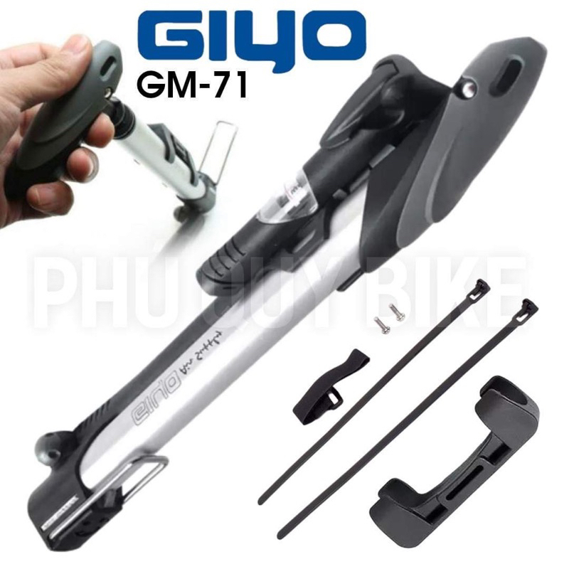 Bơm Tay Mini Cầm Tay Gắn Trên Xe Đạp Có Đồng Hồ Đo Áp Suất GIYO GM-71 140PSI | Shopee Việt Nam