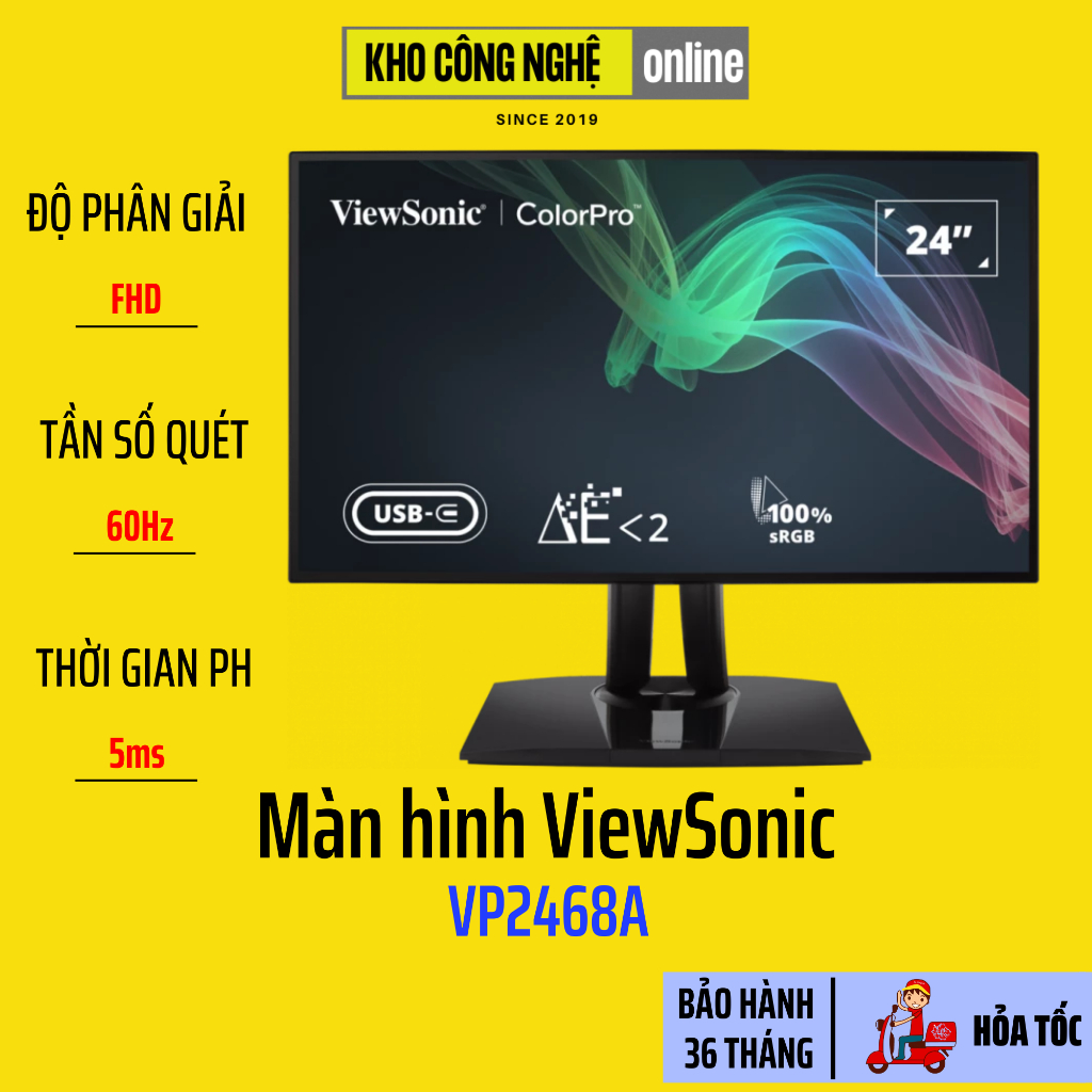Màn hình thiết kế đồ họa Viewsonic VP2468A 24 inch, Đạt chứng nhận Pantone (Hàng Chính Hãng ...