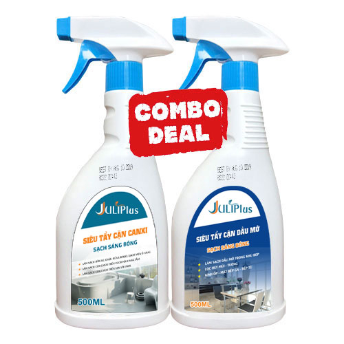 [ COMBO ] Siêu tẩy cặn canxi vòi sen inox nhà tắm và tẩy dầu mỡ nhà bếp Juliplus, chất tẩy rửa ...
