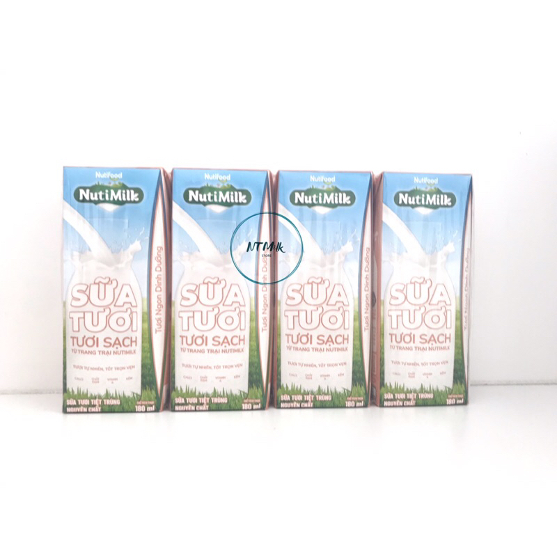 Thùng 48 hộp Nutimilk Sữa tươi tươi sạch không đường 180ml - NTMilk ...