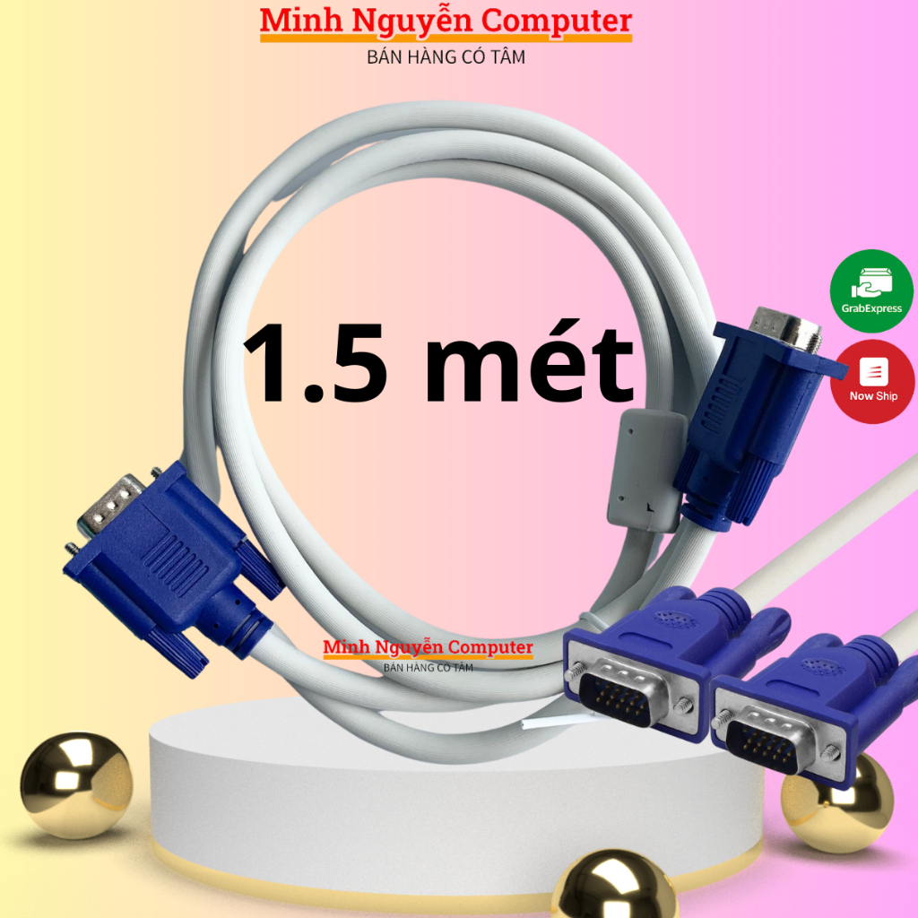 Dây Cáp VGA Trắng dài 1,5M , 5M, 10M chống nhiểu dùng cho tivi, màn hình vi tính, Minh Nguyễn ...