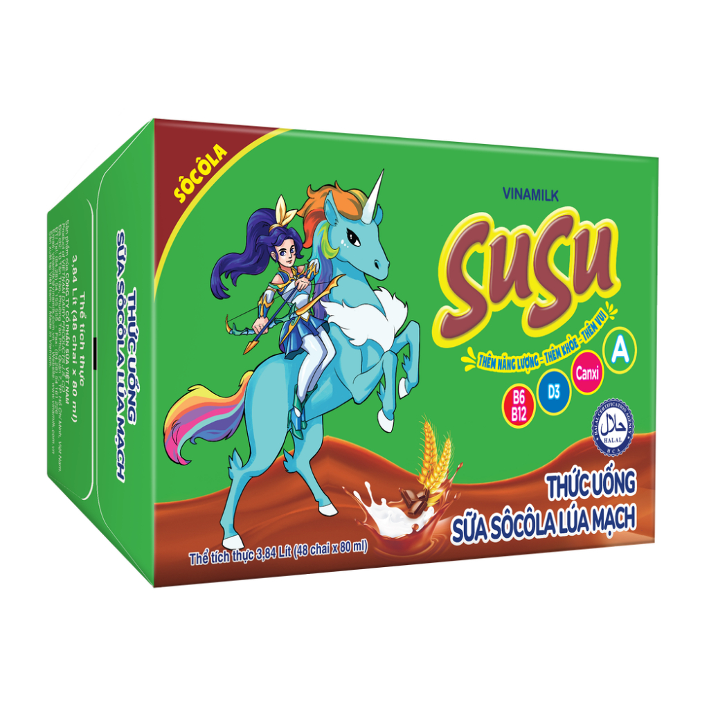 Thức uống sữa Socola lúa mạch Vinamilk Susu - Thùng 48 chai 80ml ...