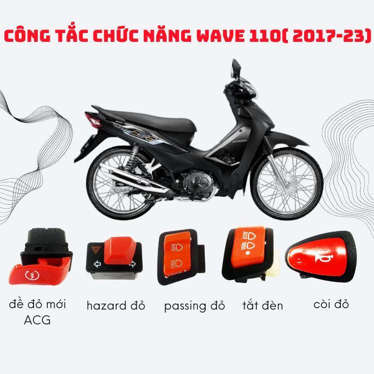 Công Tắc Đèn Xe wave anpha 110 ( wave 2017-2023) Đỏ Kiểu Thái | Shopee Việt Nam