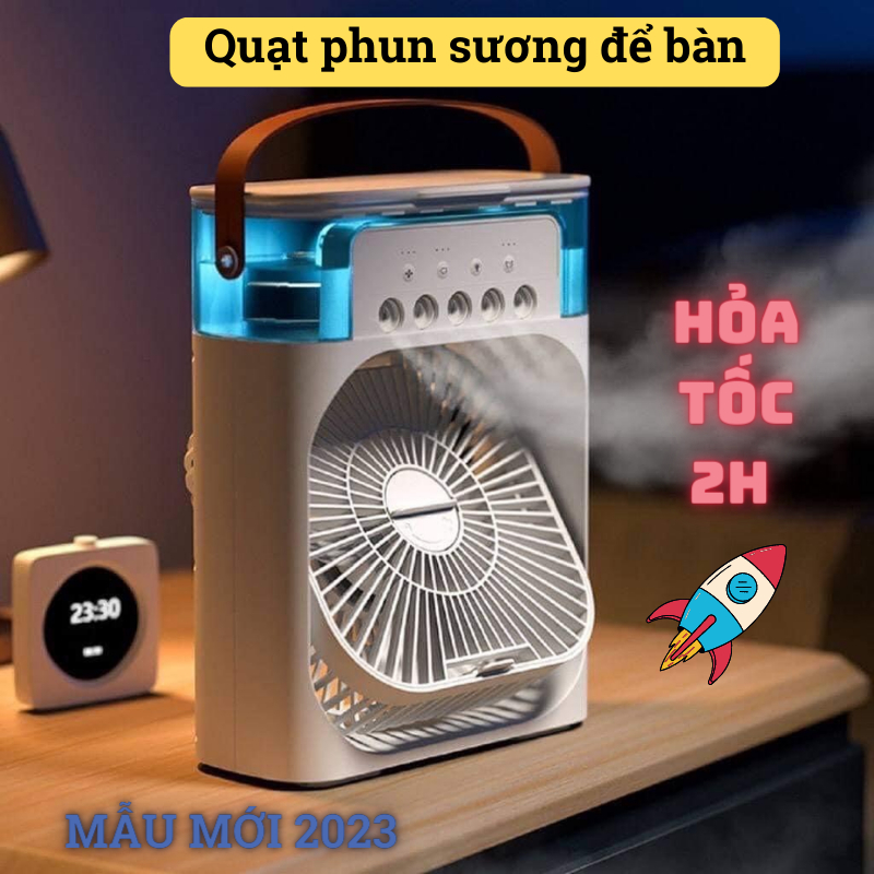Quạt phun sương để bàn nhỏ gọn, Quạt mini để bàn tiện lợi, Có 5 vòi ...