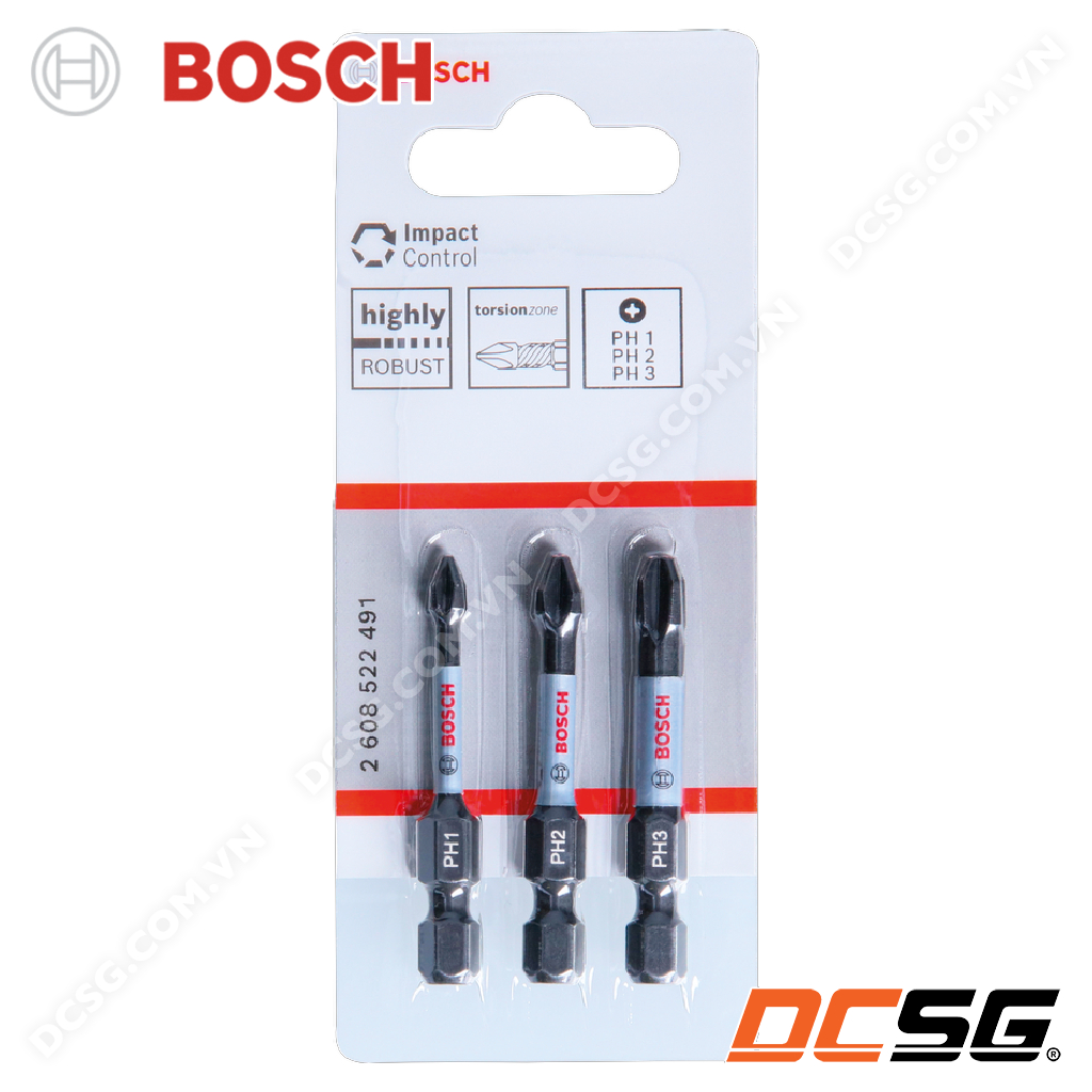 Bộ 3 đầu vặn vít Impact Control 50mm (PH1, PH2, PH3) Bosch 2608522491 ...
