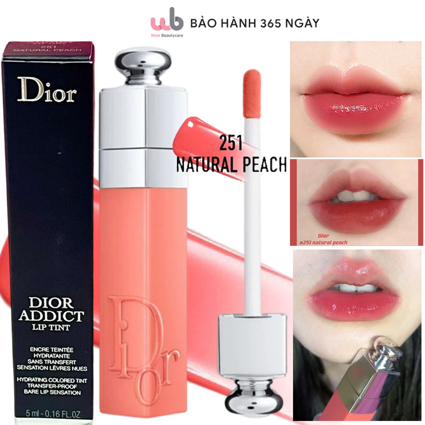 Son Dior 251 Tattoo Lip Tint,màu cam đào,Full Box,Túi+Hộp,Màu bám lâu lên đến 12h,Dưỡng ẩm lên ...