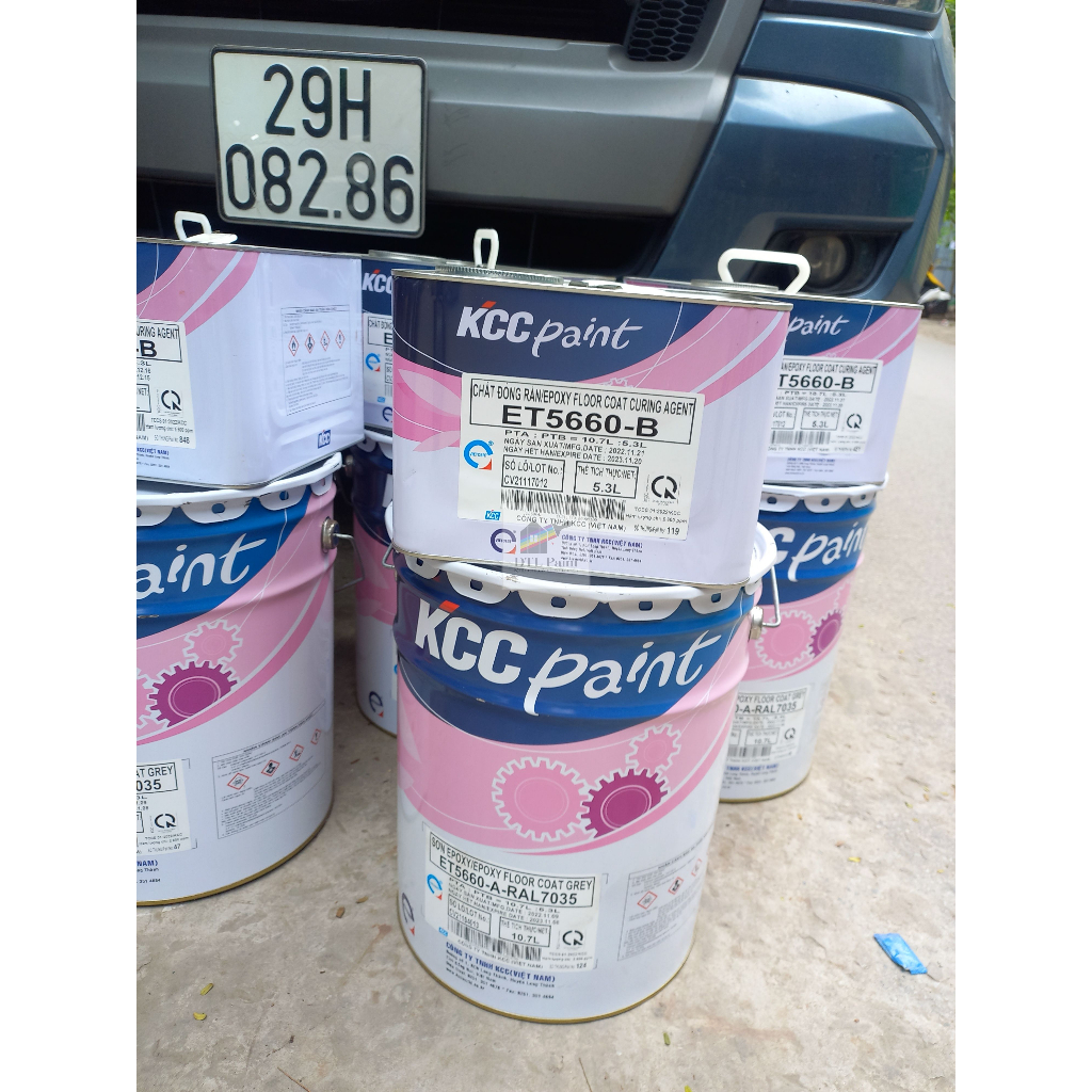 Bộ 16 lít Sơn KCC ET5660 Ral7035. Sơn Epoxy màu ghi sáng, sơn trong nhà. Sơn nền nhà xưởng, nhà ...