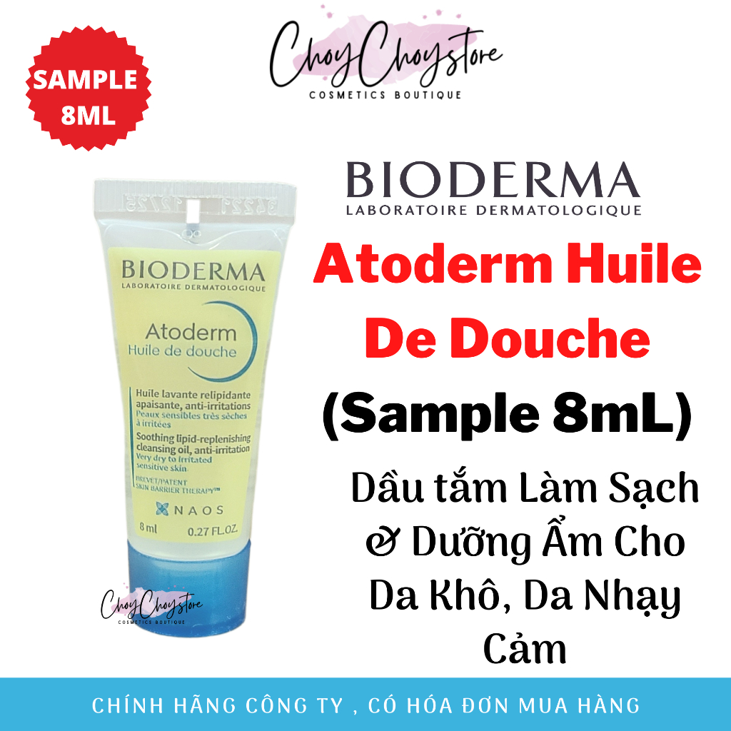 (SAMPLE 8ML 12/25) Dầu Tắm Bioderma Atoderm Huile De Douche Làm Sạch ...