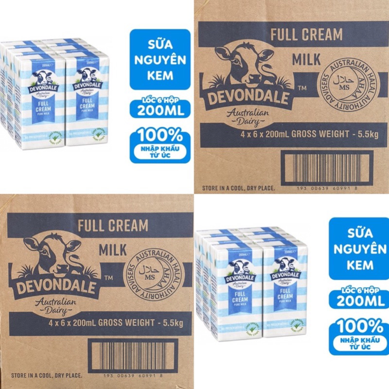Thùng 24 Hộp Sữa Tươi Nguyên Kem DEVONDALE 200ml ( Nhập Khẩu Úc ...
