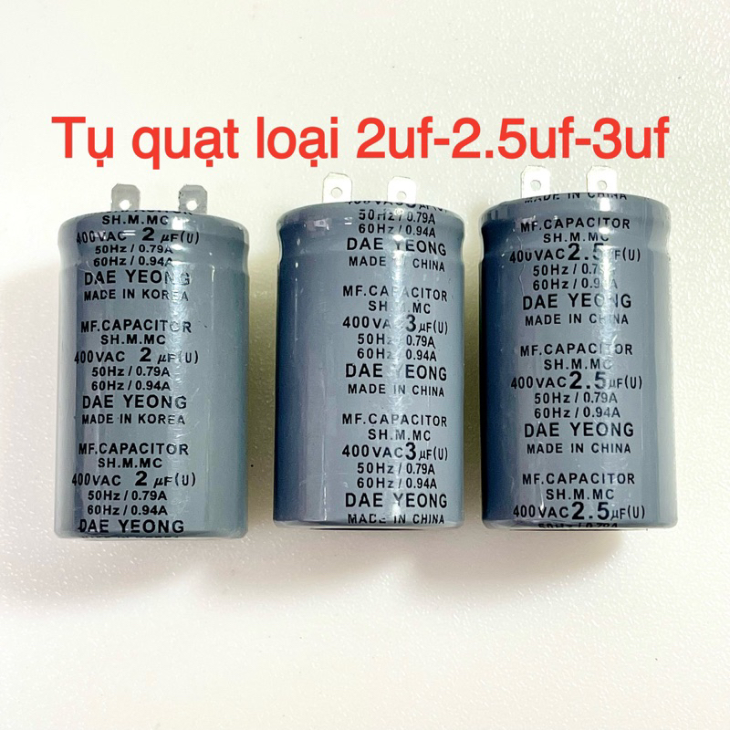 Tụ quạt 400vac-2uf-2.5uf-3uf chính hãng DAE YEONG | Shopee Việt Nam