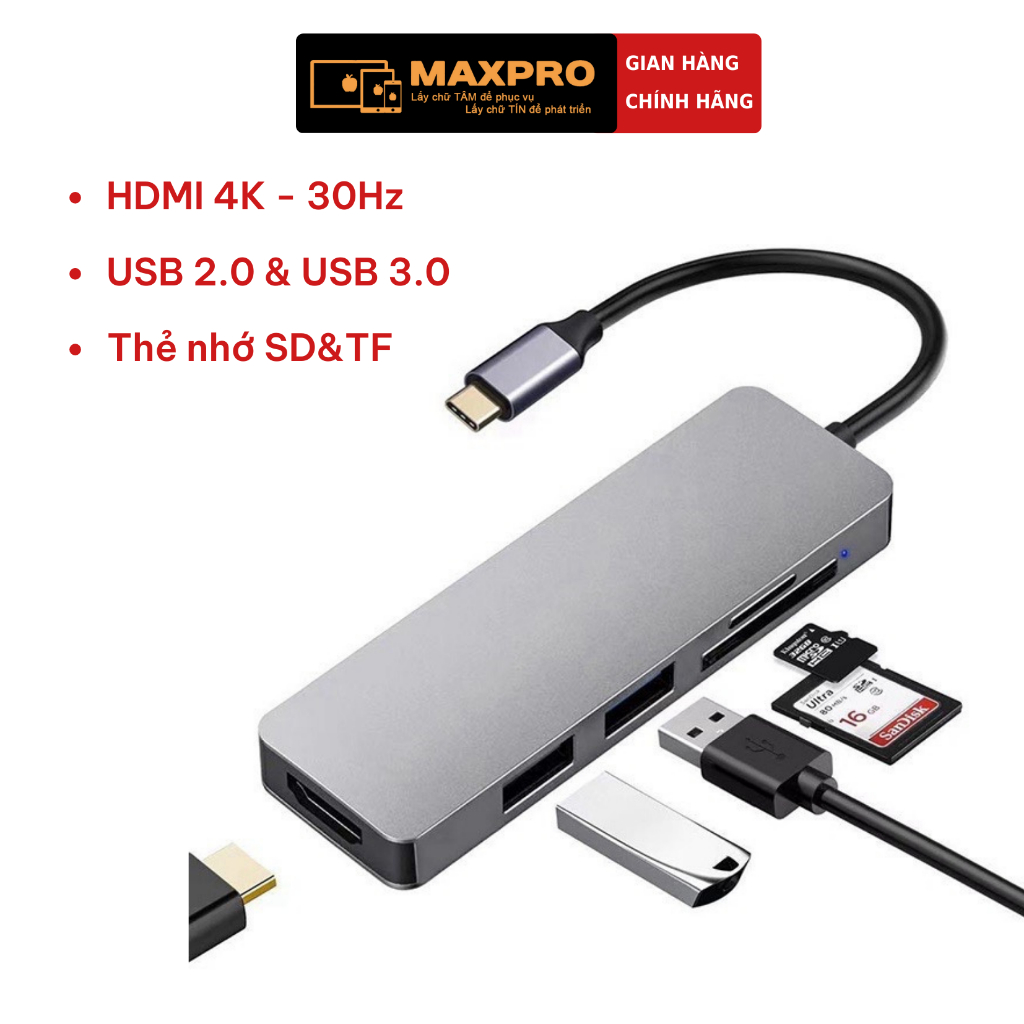 Hub Type C to HDMI 4K- 60Hz cho Macbook/iPad/Laptop/Điện thoại, Hub ...