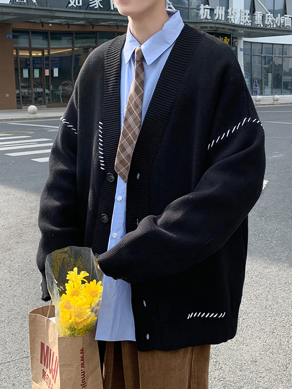 [XẢ - GIẢM SỐC] Áo len cardigan nam unisex đen, áo khoác len nam ...