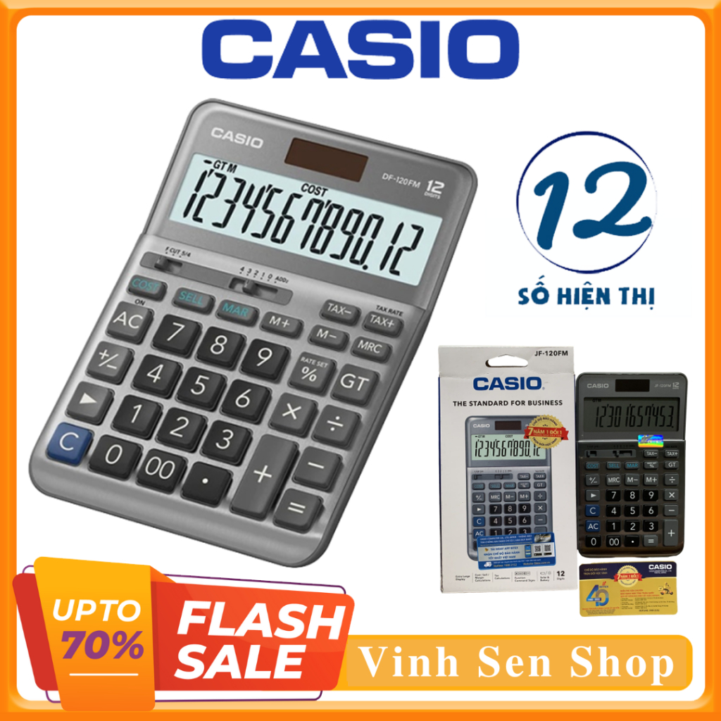 Máy tính Casio DF-120FM JF-120FM, 12 số hiển thị tính toán nhanh chính xác, thiết kế nhỏ gọn ...