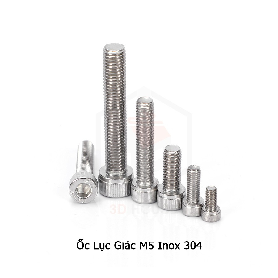 Set 10 con Ốc - Bulong Lục Giác Inox chìm 304 M3 M4 M5 M6 các độ dài 5mm 6mm 10mm 16mm 20mm ...