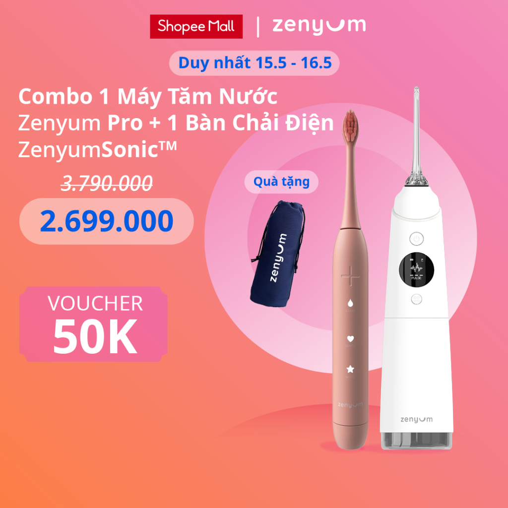 Combo 1 Máy Tăm Nước Zenyum Pro và 1 Bàn Chải Điện Zenyum Sonic ...