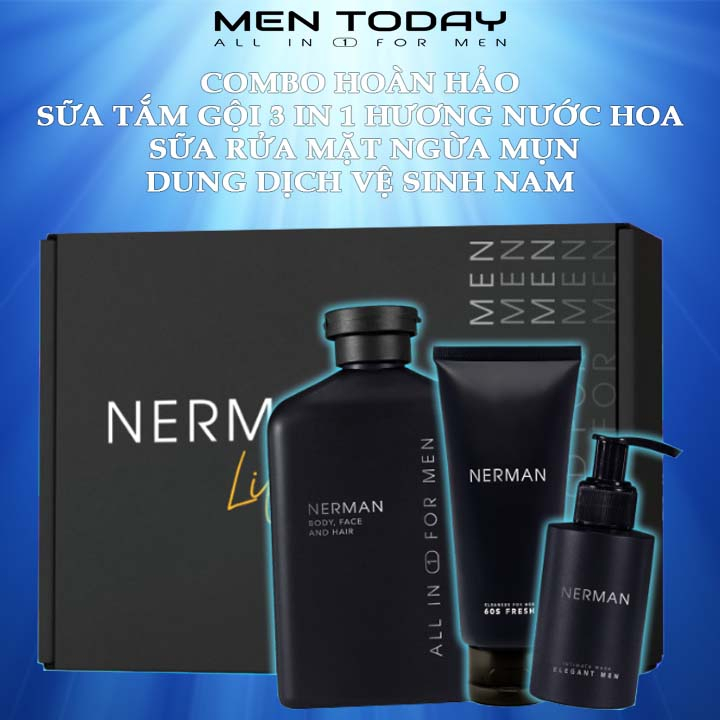 Combo Hoàn Hảo Sữa tắm nam Nerman 3 in 1 350ml & Gel rửa mặt 60S Fresh ...