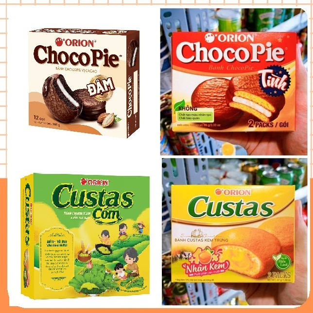 Hộp 2 gói bánh Chocopie Đậm Orion, Custas Cốm 60g (30g x 2 gói/hộp ...