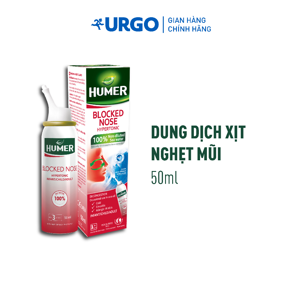 Dung Dịch Xịt Mũi Humer Giảm Nghẹt Mũi Tối Ưu Nước Biển Vô Trùng Cho ...