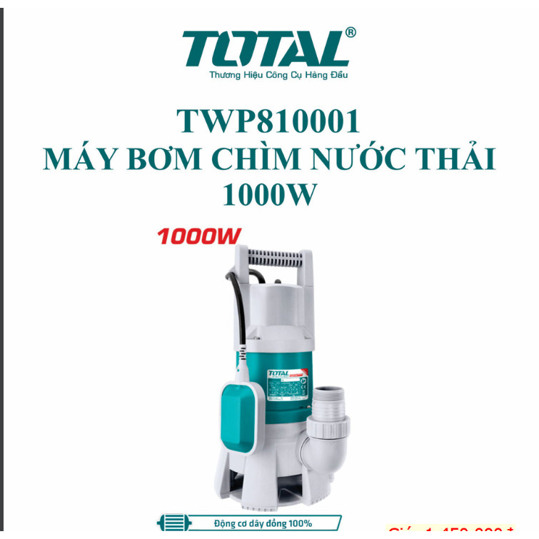 Máy bơm chìm nước thải 1000W TOTAL TWP810001 | Shopee Việt Nam