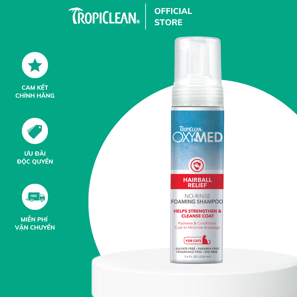 Bọt tắm khô giảm rụng lông cho mèo Oxymed - 220ml | Shopee Việt Nam