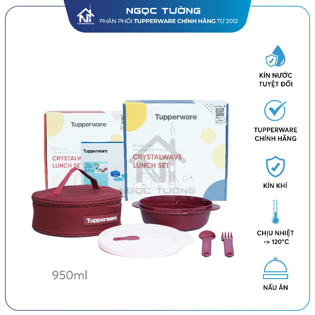 Bộ Hộp Cơm Chia Ngăn Tupperware Crystalwave Lunch Set | Shopee Việt Nam