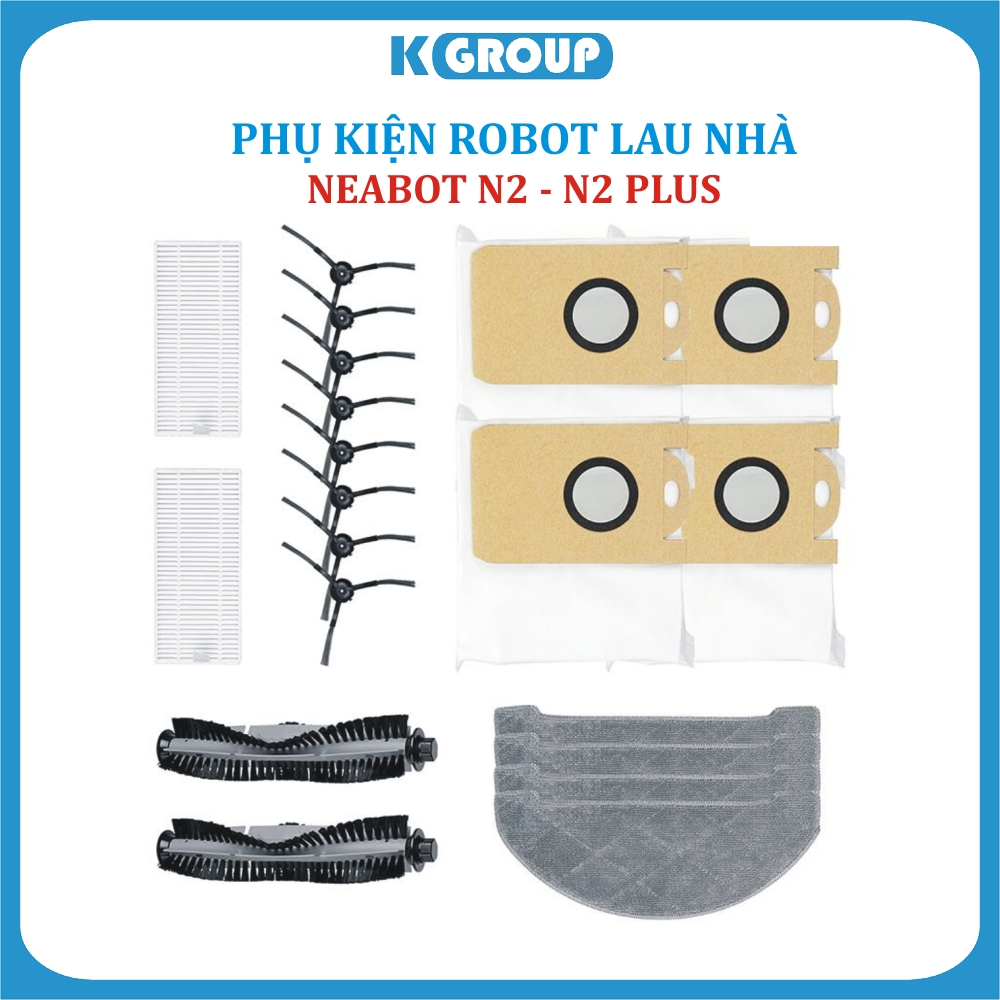 Bộ phụ kiện khăn, Giẻ, Chổi cạnh, Chổi chính, chổi giữa, lọc bụi, Robot hút bụi NEABOT N2, N2 ...