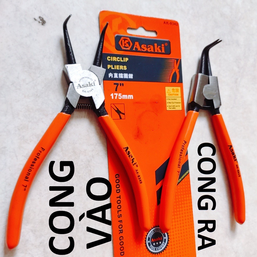 Kìm mở Phe, kìm phanh Asaki 7 inch, kìm phe, phanh ngoài mũi thẳng, kim gắp phanh,kìm mở phe ...