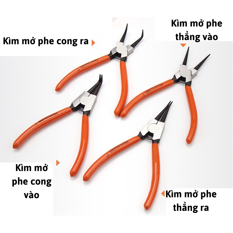 Kìm mở Phe, kìm phanh Asaki 7 inch, kìm phe, phanh ngoài mũi thẳng, kim ...