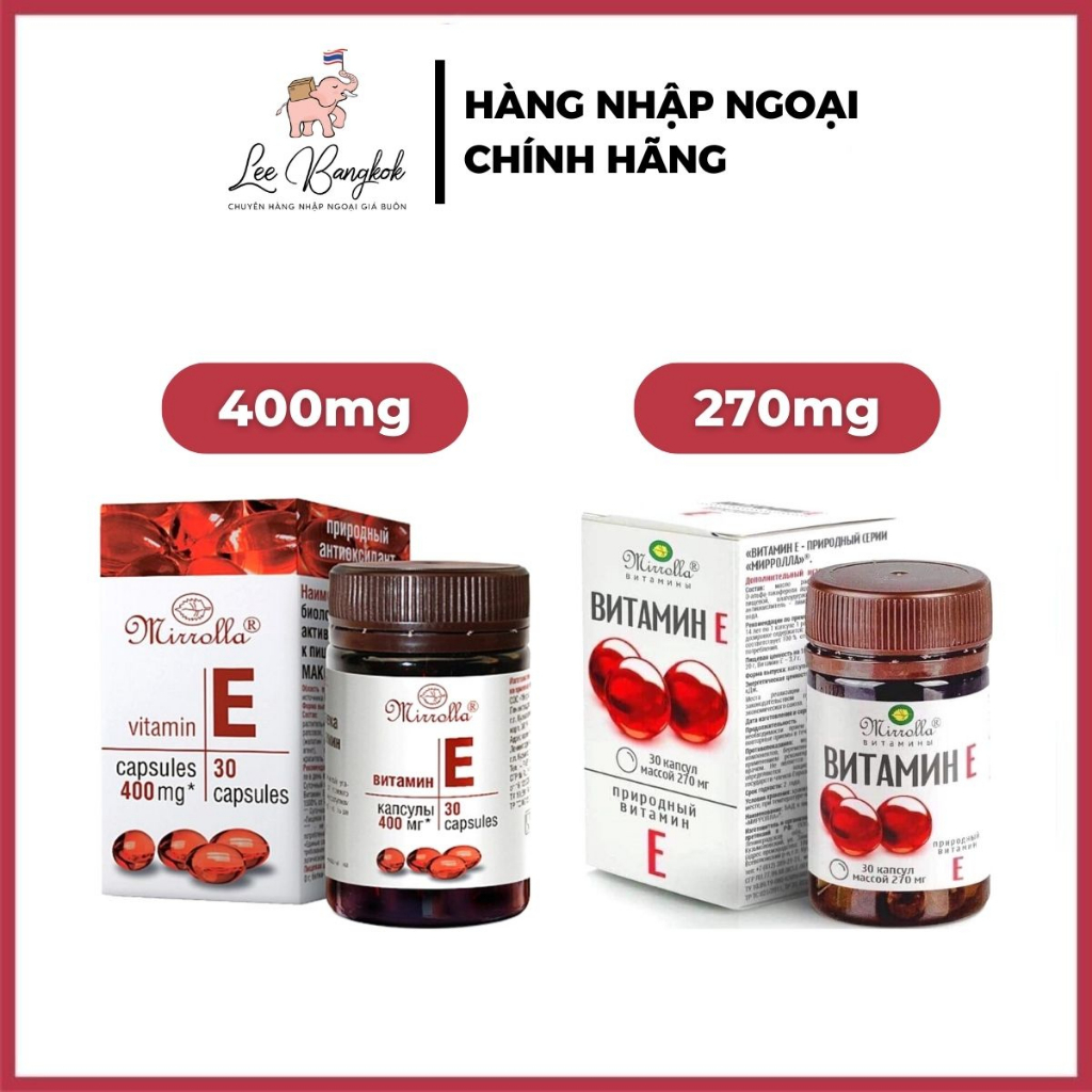 Vitamin E Đỏ Nga Mirrola Viên Uống Đẹp Da Chống Lão Hóa Hàm Lượng 270mg