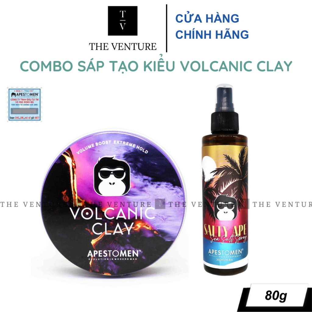 Combo Sáp Vuốt Tóc Nam Apestomen Volcanic Clay và Apestomen Salty Ape ...
