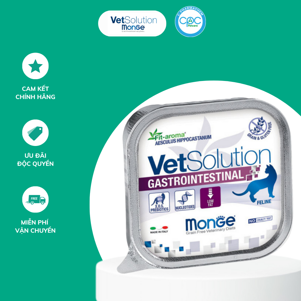 Pate điều trị rối loạn tiêu hóa, tiêu chảy cho Mèo Monge Vetsolution ...