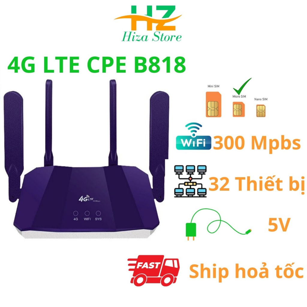 Bộ phát wifi 4G LTE CPE B818 và B618 phát wifi từ sim 4G tốc độ cao 300 ...