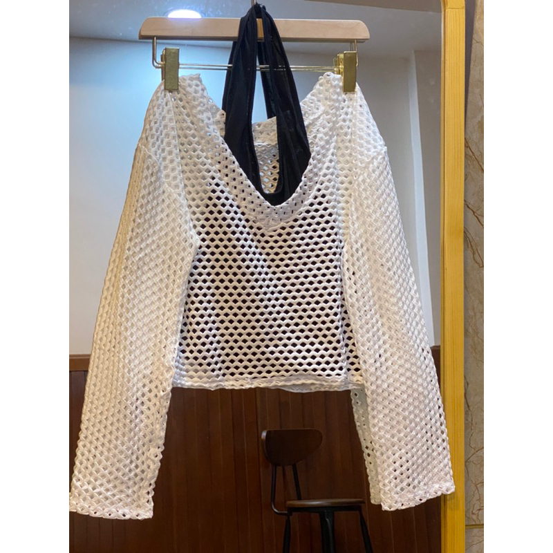 🖤 Set 2 Món Croptop Lưới Cổ Tim + Bra Yếm Đen – Layer Cá Tính, Gợi Cảm ...