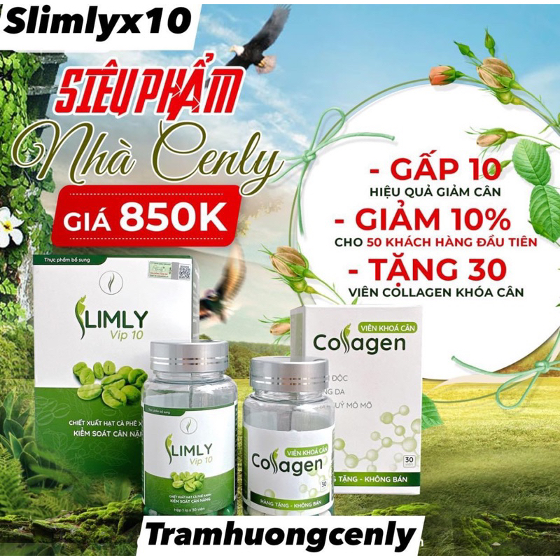 GIẢM CÂN SLIMLY VIP 10 (60 viên) detox collagen - [phiên bản nâng cấp của Ce n ly ] x10 hiệu quả ...