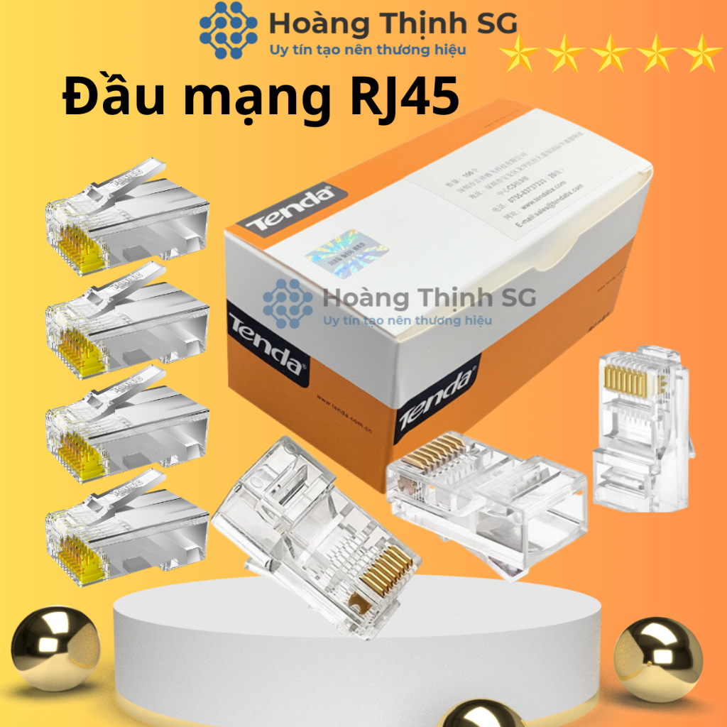 1 Hộp 100 Cái Hạt đầu mạng RJ45 Tenda TD1013C chính hãng - Dùng bấm đầu ...