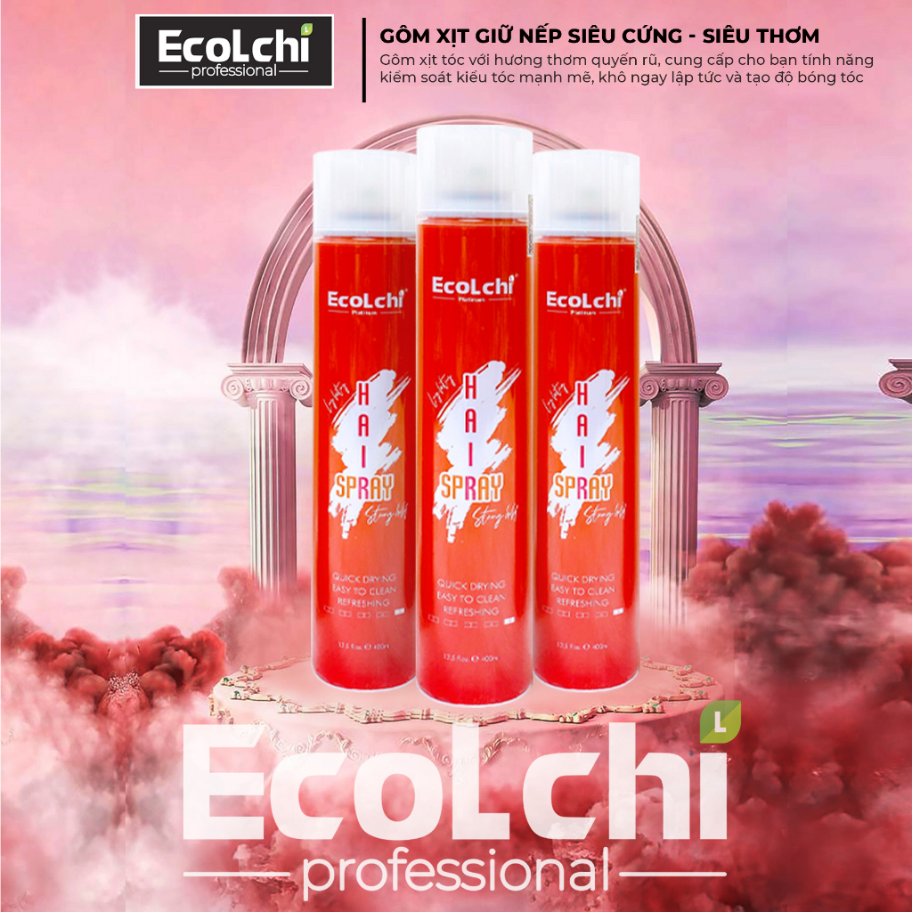 Gôm Siêu Cứng EcoLchi 400ml - giúp định hình, tạo kiểu, tạo nếp tóc ...